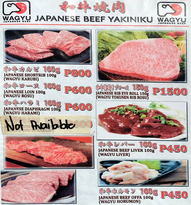 Menu at Keitaro Nabe restaurant, Quezon City