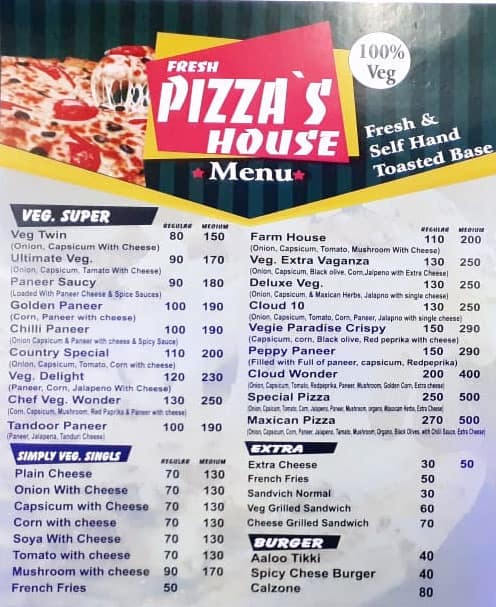 Menu of Fresh Pizza House, Sector 91, Faridabad
