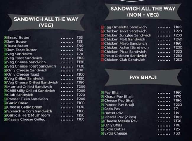 Menu at Bogie Wogie Restaurant On Wheels, Mumbai