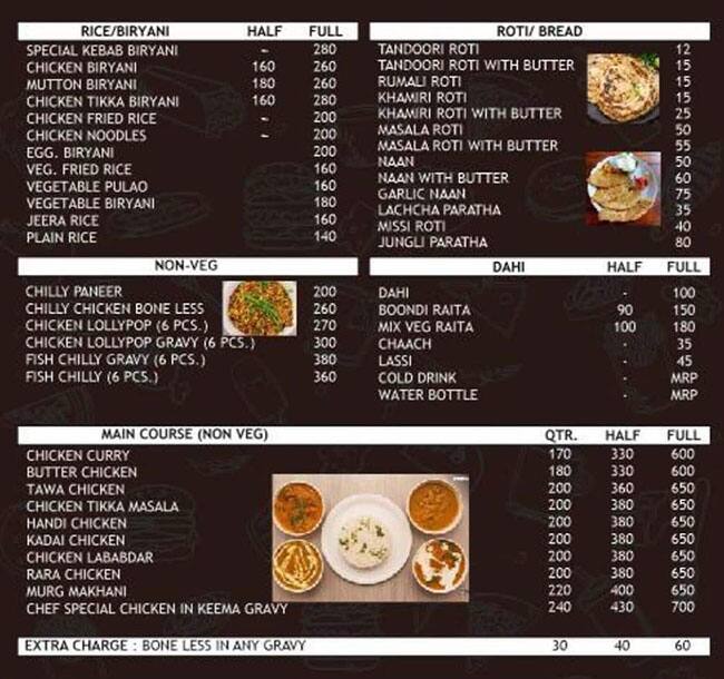 Menu of Khalsa Hotel, MI Road, Jaipur