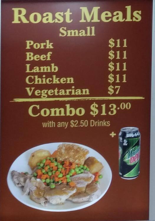 Menu at Country Roast restaurant, Auckland, Savill Dr