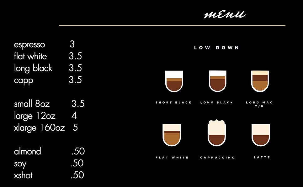 Menu at Lowdown pub & bar, Perth, 16a Cloisters Arcade