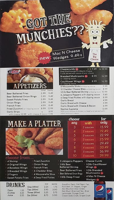 Menu at Mr. Mozzarella (Carleton Place) pizzeria, Carleton Place, 58 ...