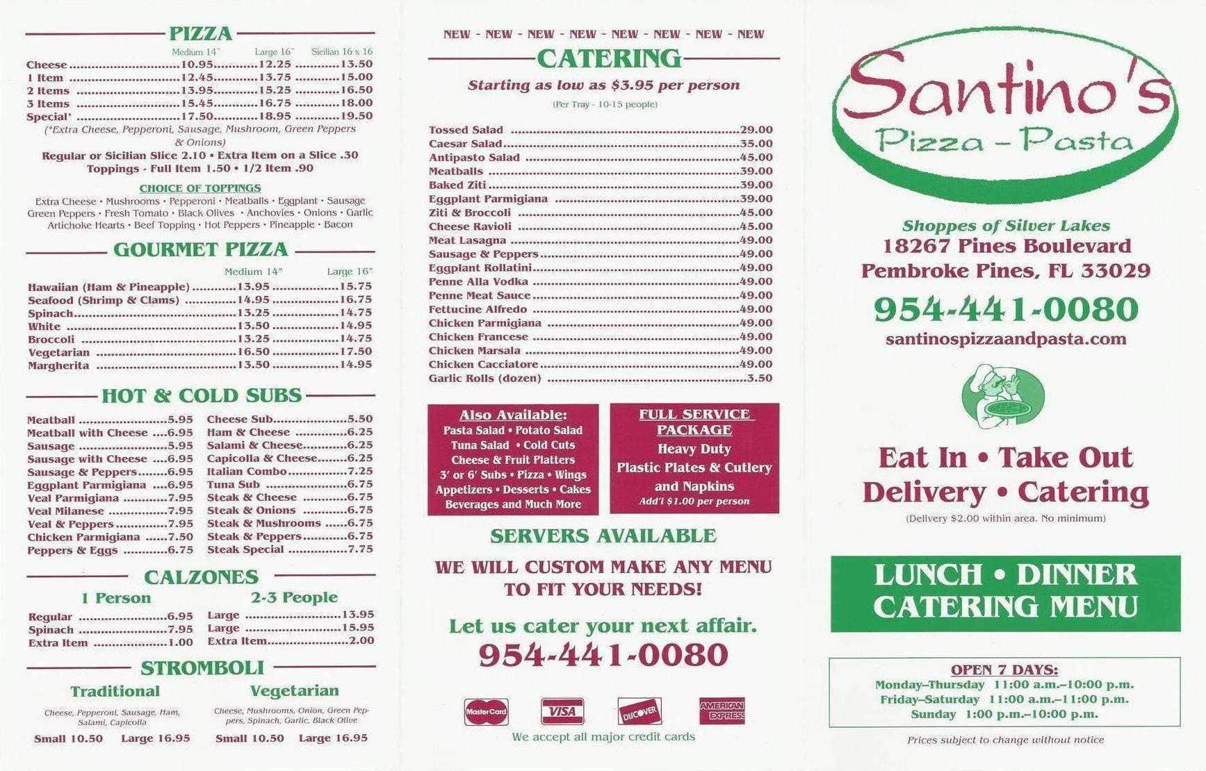 Santino's Pizza & Pasta Menu - Urbanspoon/Zomato