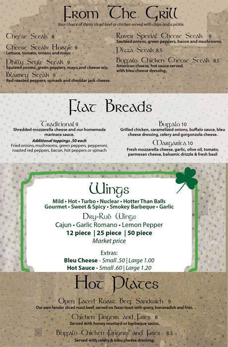 Menu at Irish Rover Station House pub & bar, Langhorne