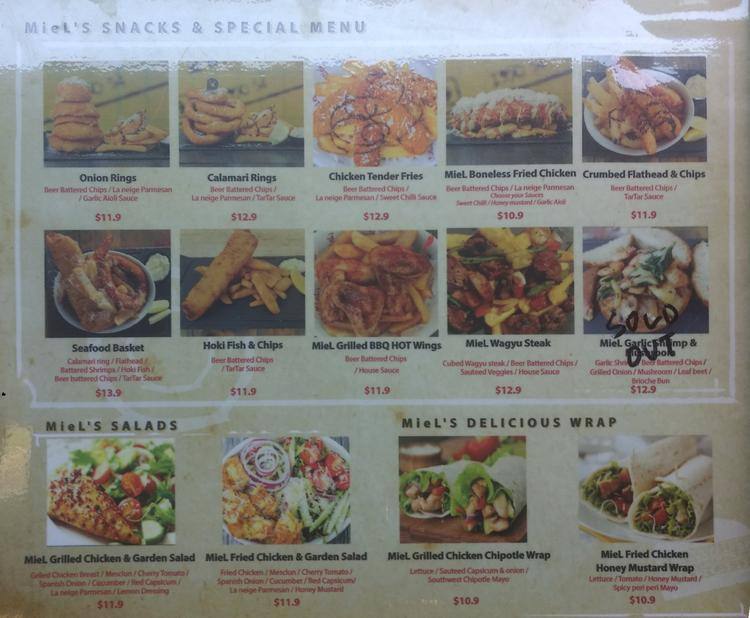 Menu at Miel Container restaurant, Brisbane City, 1 William St