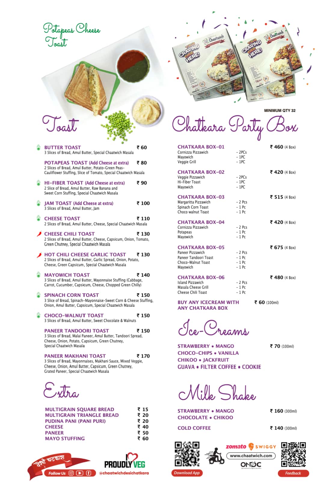 Menu of Chaatwich, Vashi, Navi Mumbai