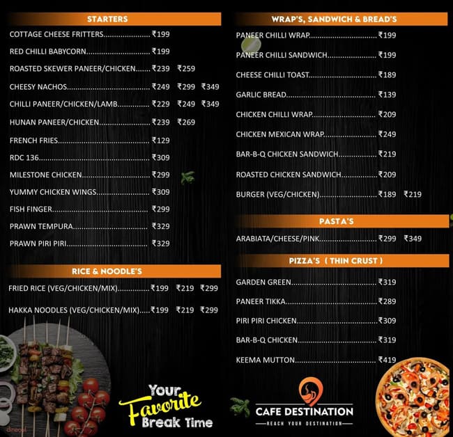 Menu of Cafe Destination, Chandannagar, Kolkata