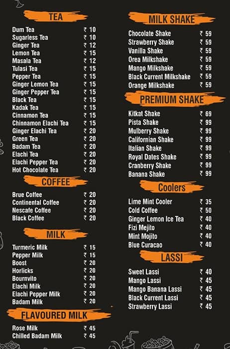Menu of Tea Talk, Brookefield, Bangalore