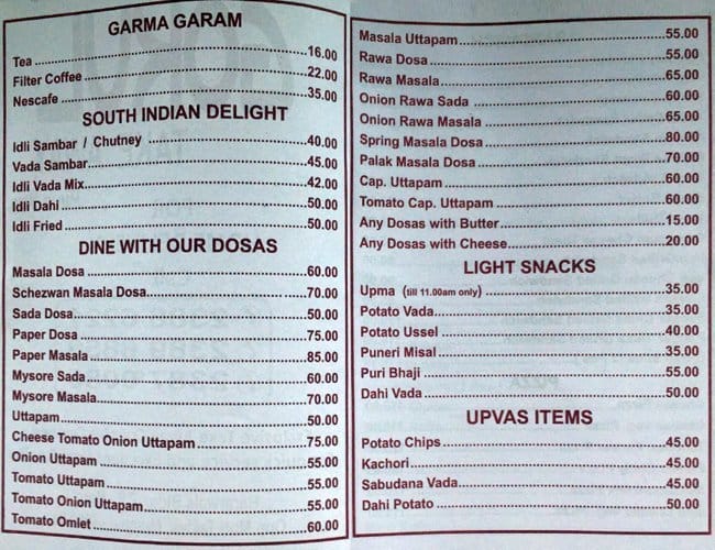 Hotel Gokul Menu, Menu for Hotel Gokul, Girgaum, Mumbai - Zomato