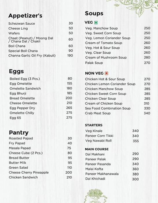 Menu of Dakshin Bar & Kitchen, Fort, Mumbai