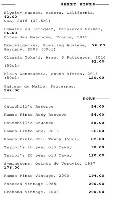 Menu at Simpson's in The Strand restaurant, London