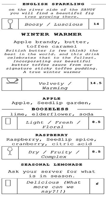 Menu at Simpson's in The Strand restaurant, London