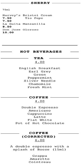 Menu at Simpson's in The Strand restaurant, London