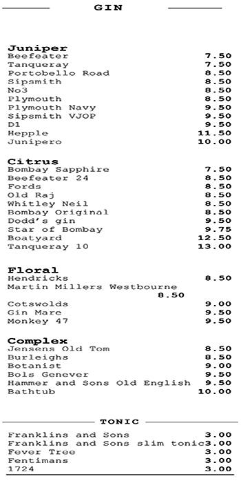 Menu at Simpson's in The Strand restaurant, London