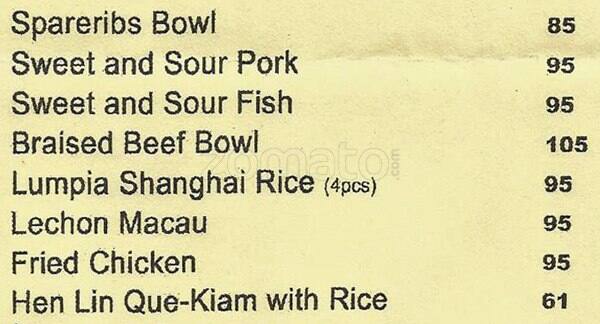 Menu at Hen Lin Makati restaurant, Makati, Shopwise