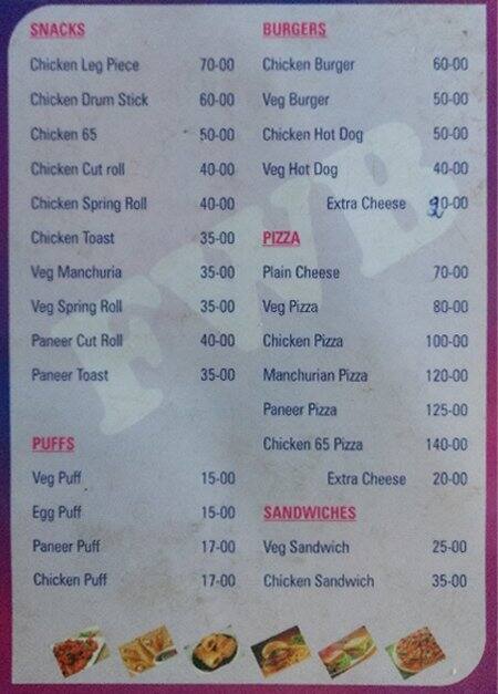 Menu at Fresh Way Bakers, Hyderabad, Opposite SBI Bank
