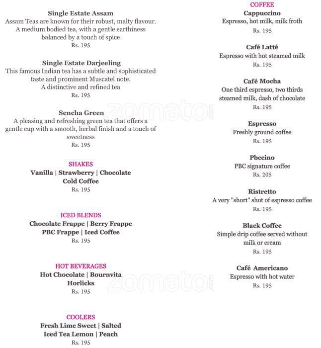 Pune Baking Company - JW Marriott Pune Menu - Zomato