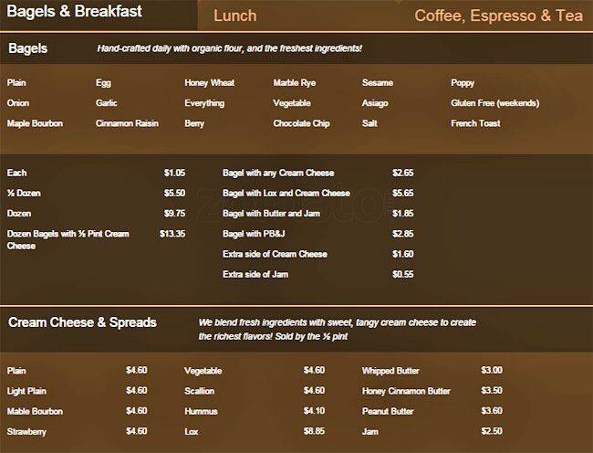 Menu at Great Bagel & Bakery, Lexington, 396 Woodland Ave