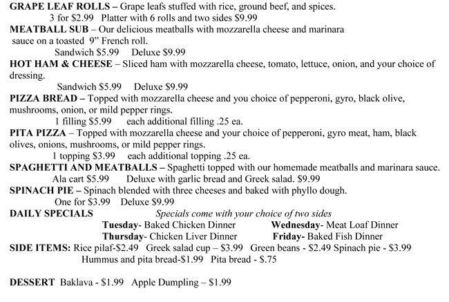 Menu at Best Of Crete pizzeria, Charleston, 816 Beech Ave