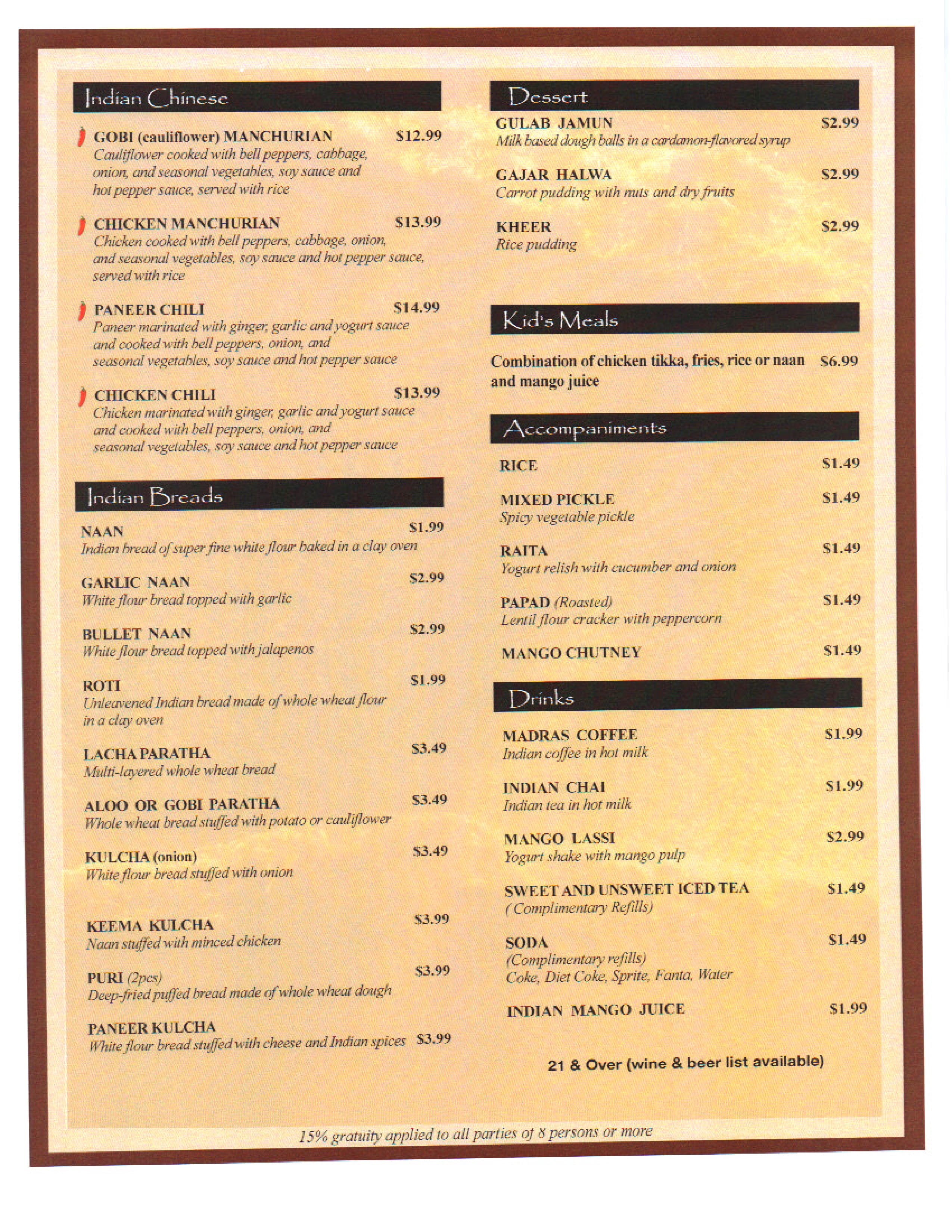 Menu at India Palace restaurant, Montgomery, Vaughn Plaza Rd