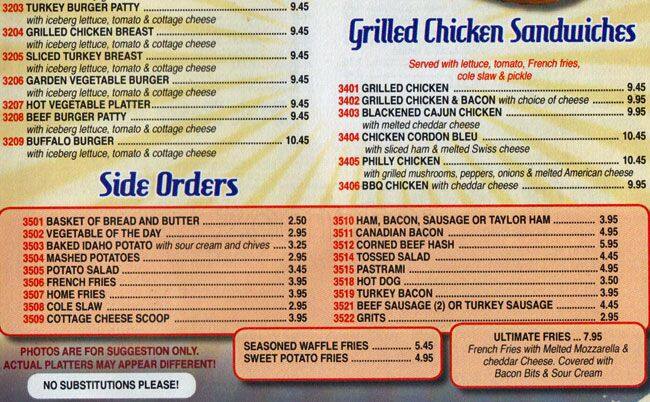 Menu at USA Diner restaurant, Woodmere