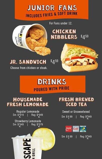 Menu at Steak Escape restaurant, Indianapolis, Lake Cir Dr