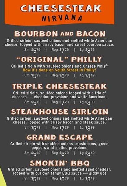 Menu at Steak Escape restaurant, Indianapolis, Lake Cir Dr