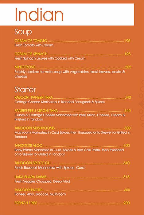 Menu of The Veg Culture, Swargate, Pune