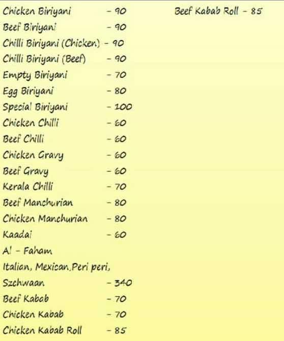 Menu at Mr.Biriyani, Coimbatore, 221/2