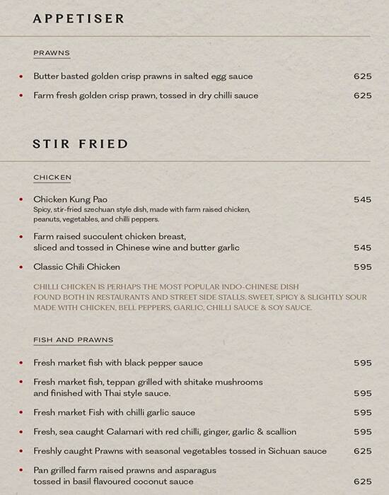 Menu of The Monk, Sector 15, Gurgaon