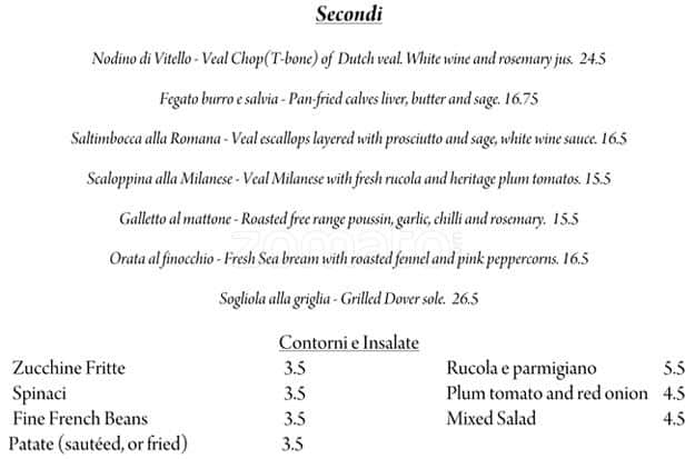 Menu at Il Portico restaurant, London