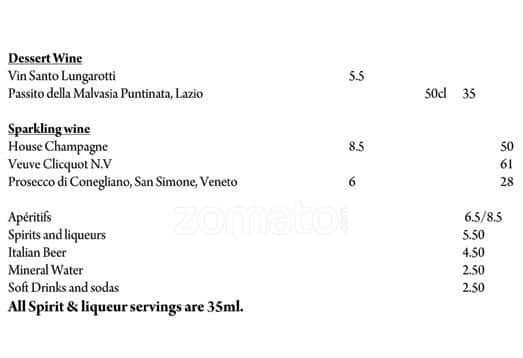 Menu at Il Portico restaurant, London