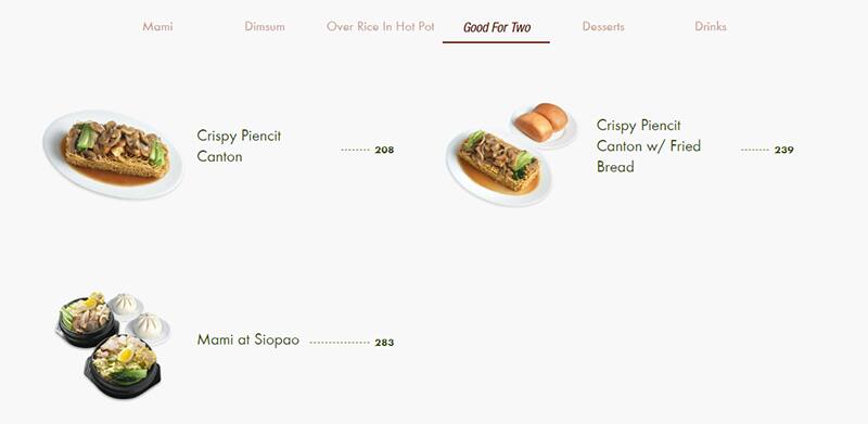 Menu at Ma Chicken Mami House restaurant, Quezon City, 4th Level