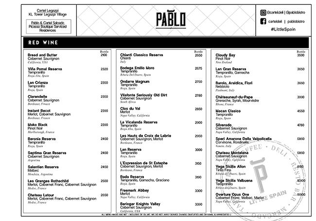 Pablo Nice Menu _ Menu at Pablo Bar, Nice – LJPRRC