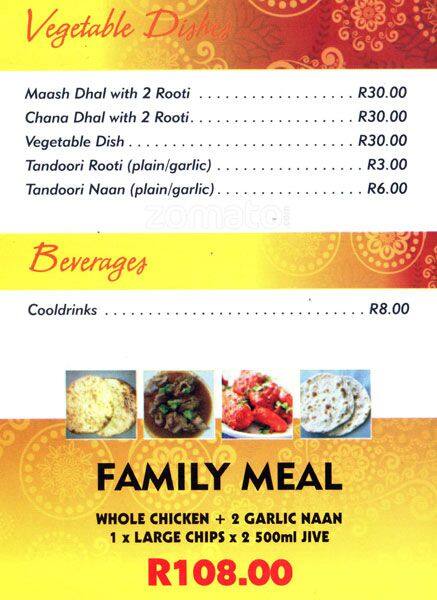 Menu at Hot Stuff restaurant, Cape Town, Carlton Rd