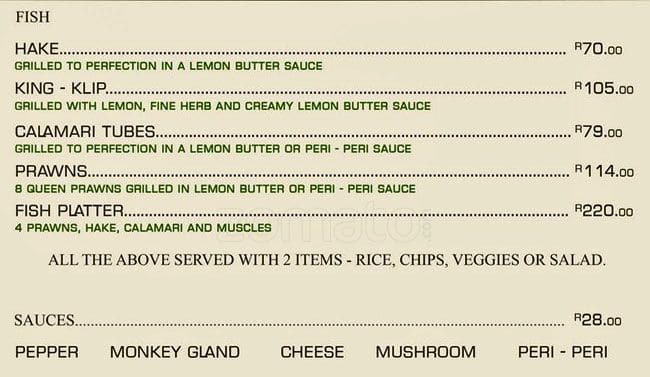 Menu at Shaguma Garden Cafe, Midrand