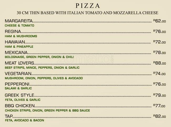 Menu at Shaguma Garden Cafe, Midrand