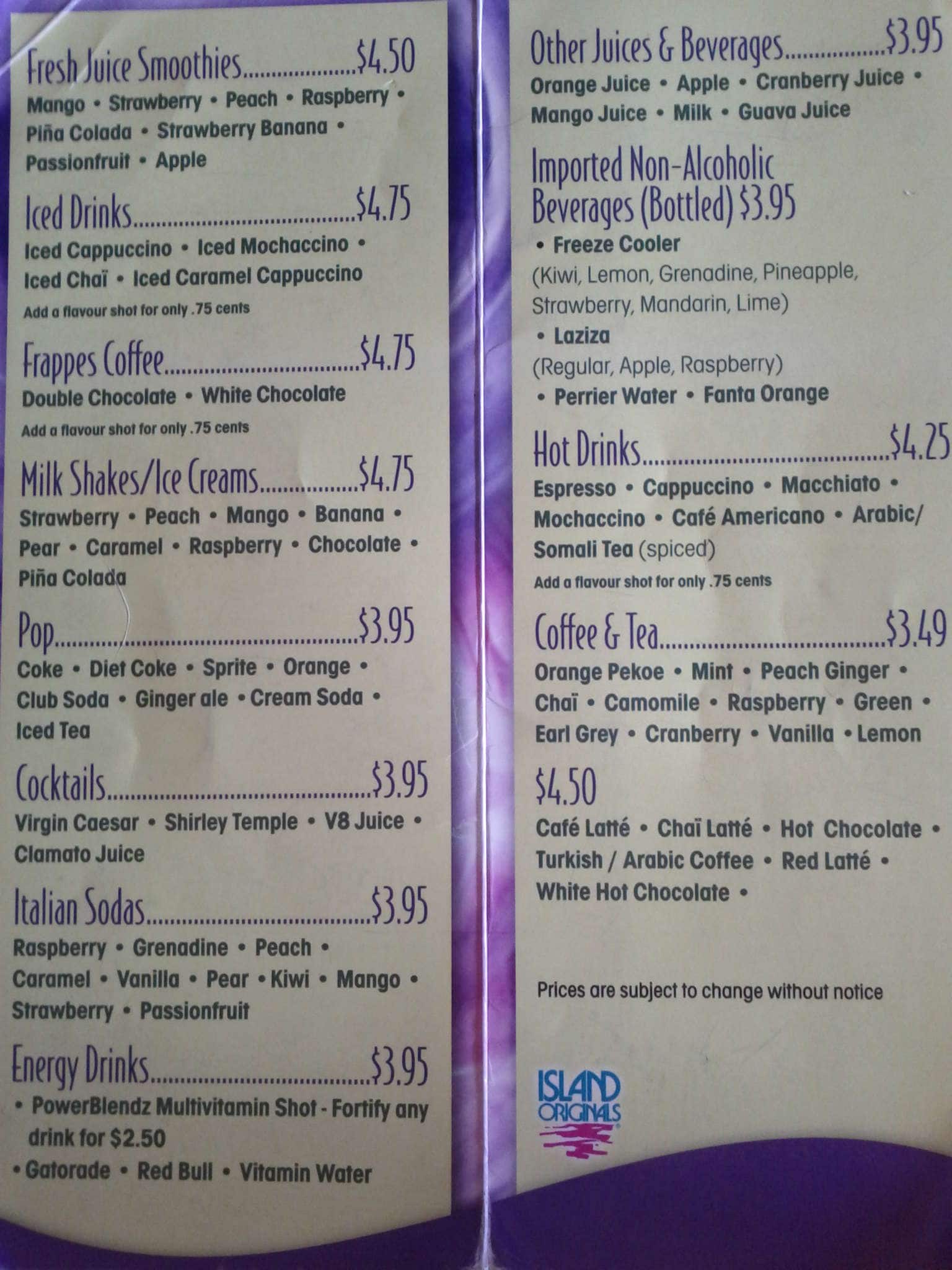 Menu at Medina Cafe & Grill Sheesha Lounge, Calgary