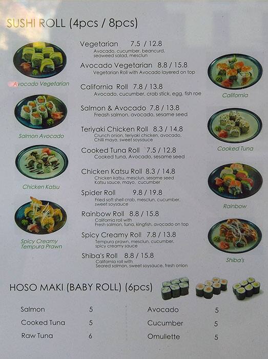 Carta del restaurante Shiba's Kitchen, Pyrmont