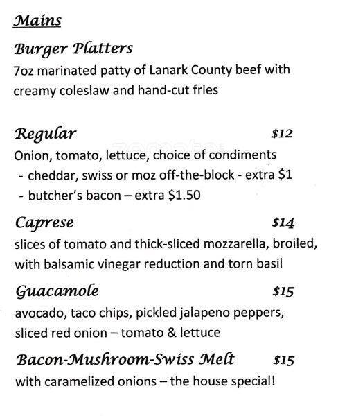 Menu at QUEENS pub & bar, Carleton Place