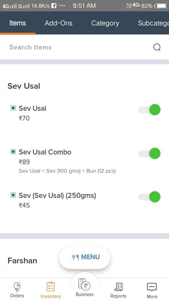 Menu at Shree Ganesh Farsan Mart, Vadodara