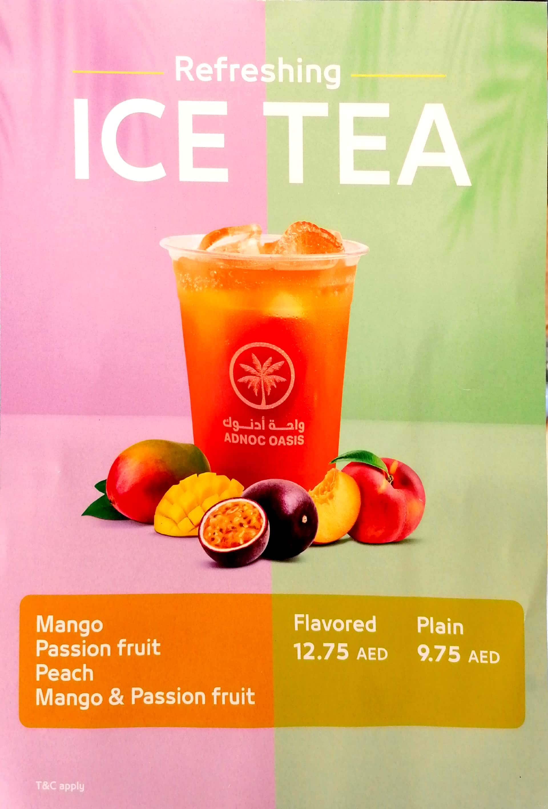 Menu at ADNOC Oasis, Abu Dhabi, ADNOC Petrol Station