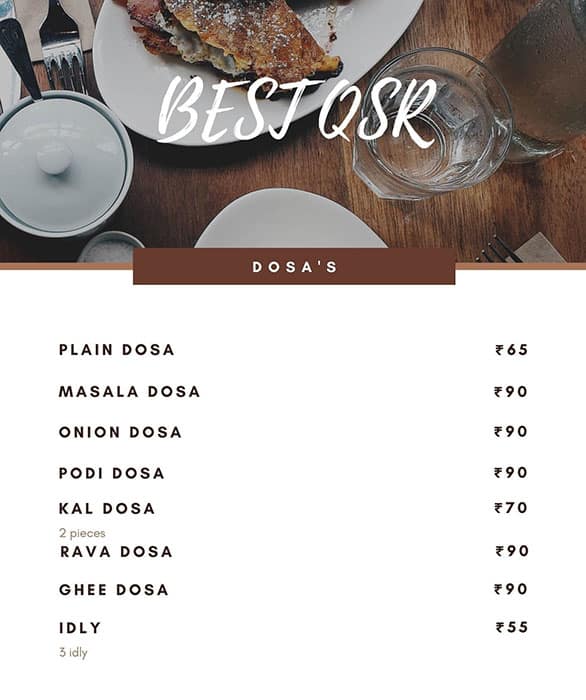 Menu of Best QSR, Ramapuram, Chennai