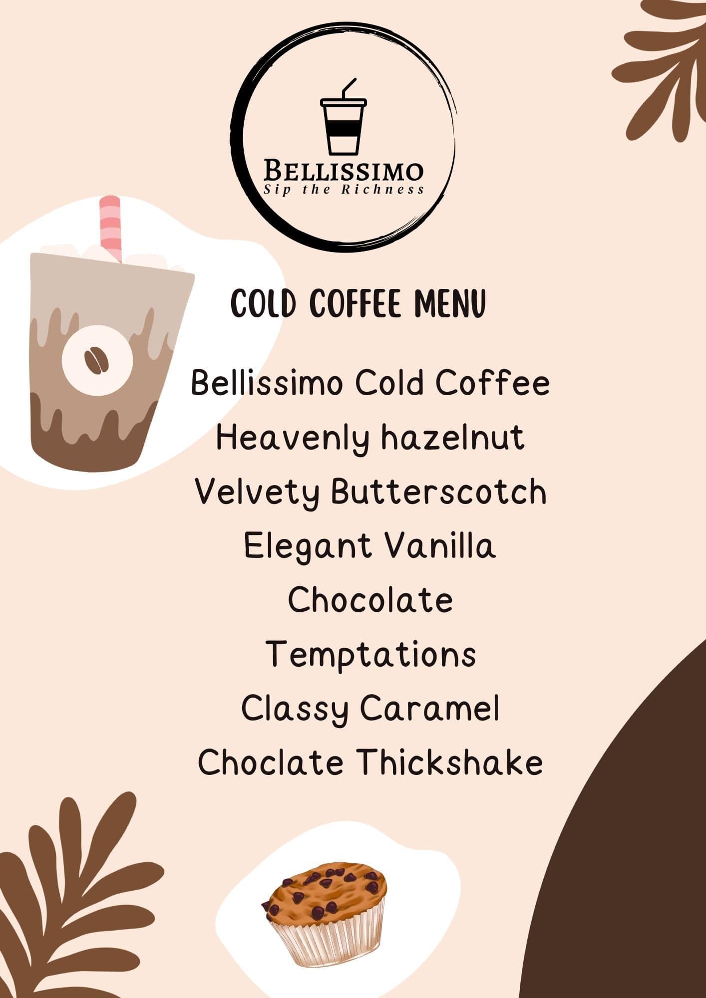 Menu of Bellissimo Coffee, Tarsali, Vadodara