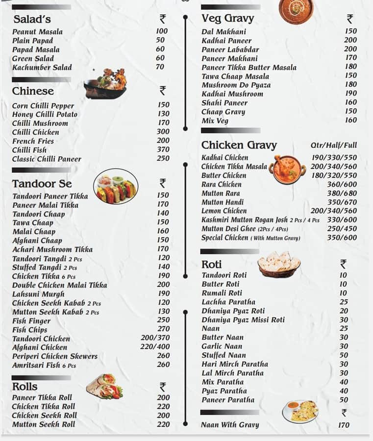 Menu of The Spice Hut, Narela, New Delhi