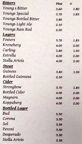 Menu at Hope pub & bar, London, 49 Norwood High Street