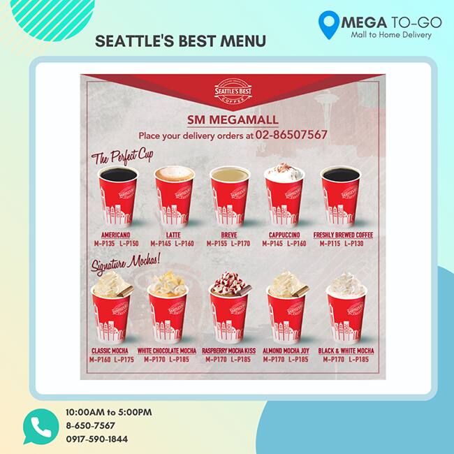 Menu at Seattle's Best Coffee cafe, Makati, Dela Rosa St Cor