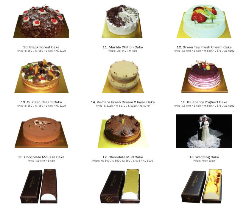 Menu at Cake Plaza, Auckland