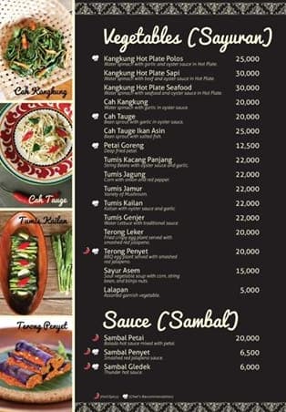 Menu at Warung Leko restaurant, North Jakarta, Jl. Boulevard Raya No.17 9